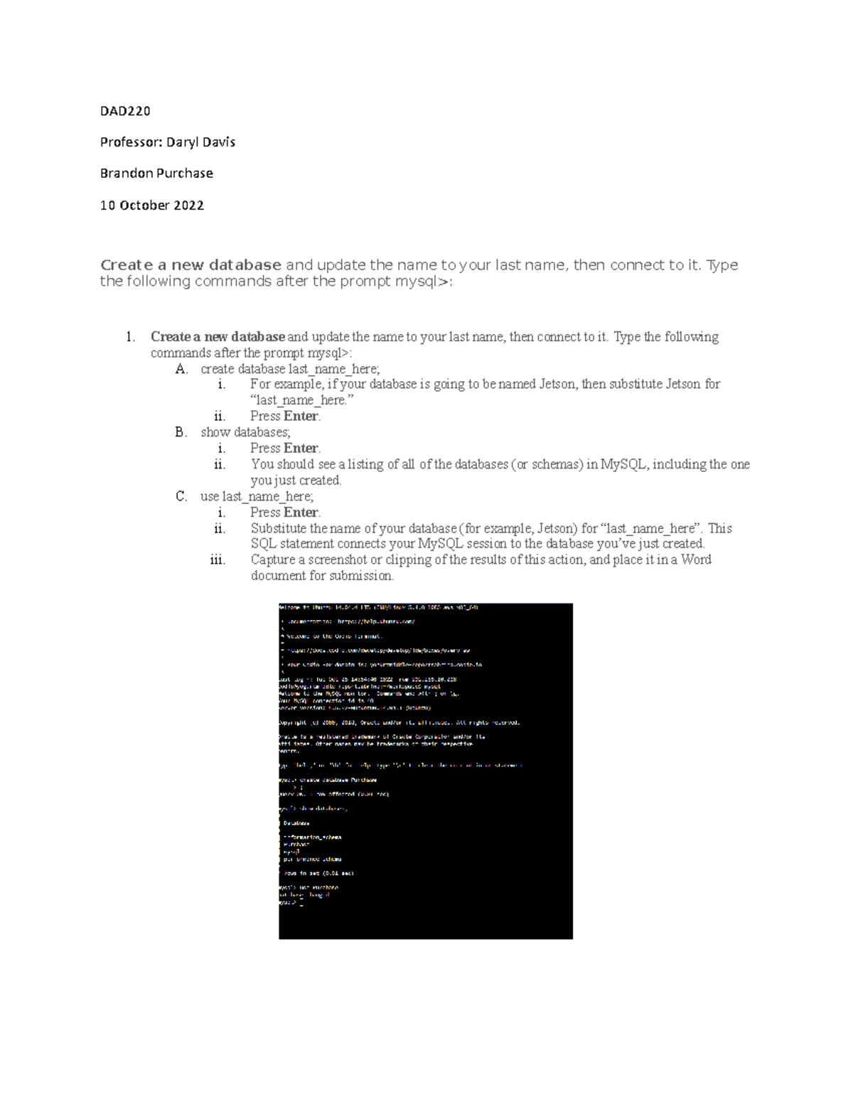 Dad202 1 Intro Project With Screenshots Will Show How To Connect To Mysql And How To Dad