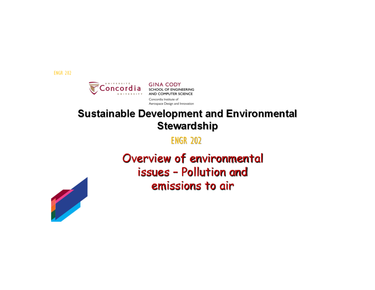Engr202 - lec note of week 2 - ENGR 202 Sustainable Development and Environmental Stewardship ...