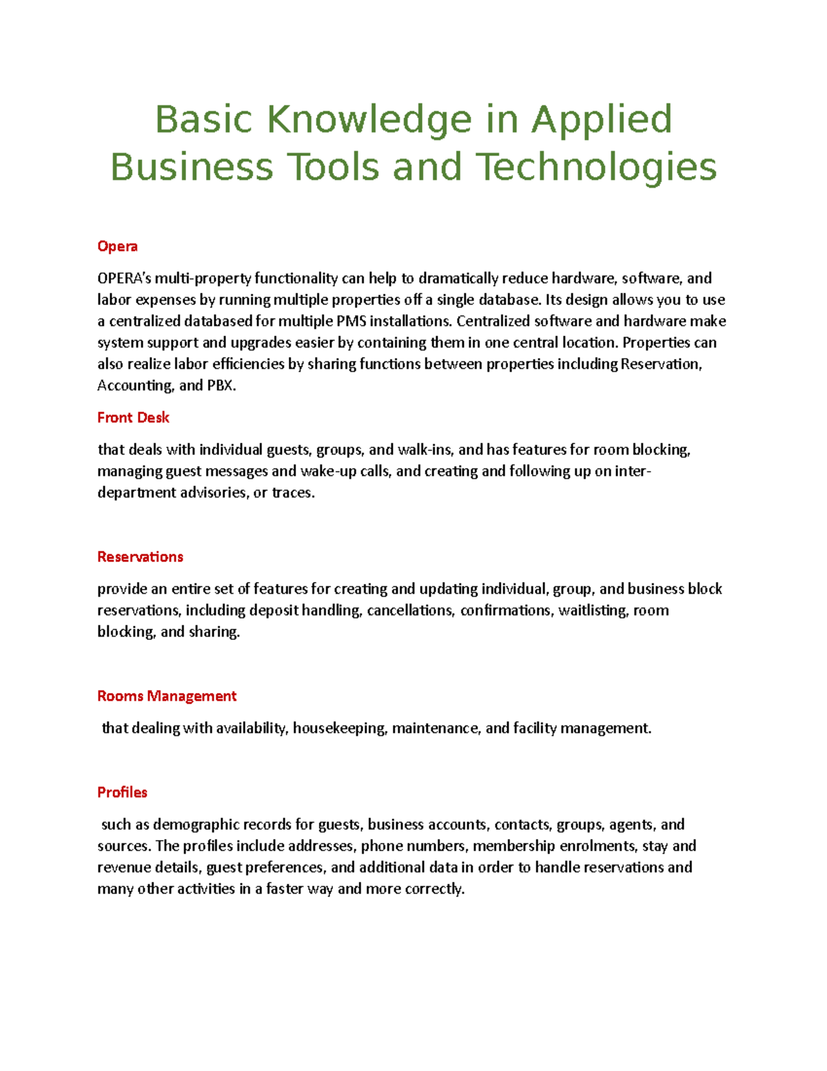 Basic Knowledge in Applied Business Tools and Technologies ...