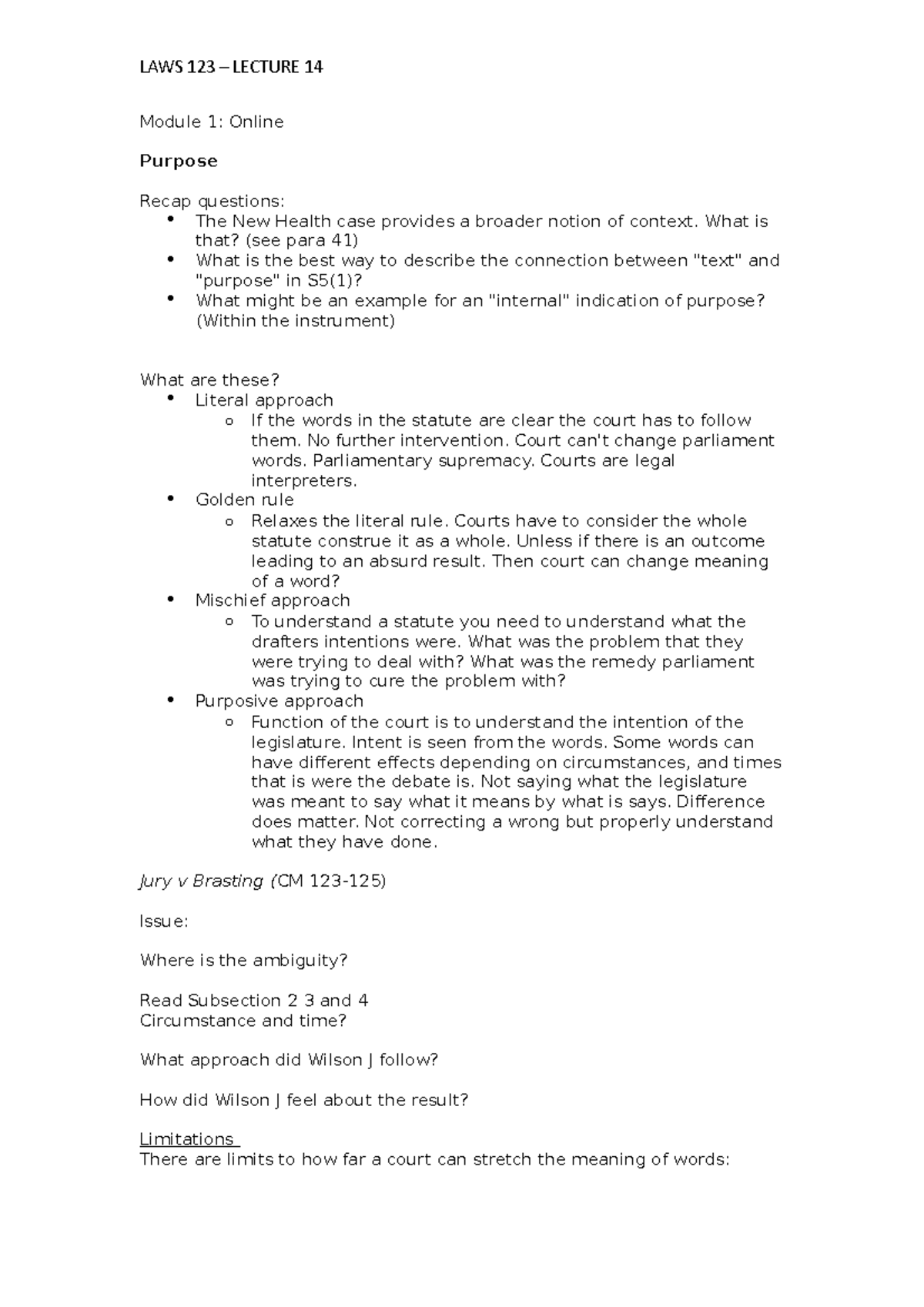 LAWS 123 – Lecture 14 - LAWS 123 – LECTURE 14 Module 1: Online Purpose Recap questions: The New ...