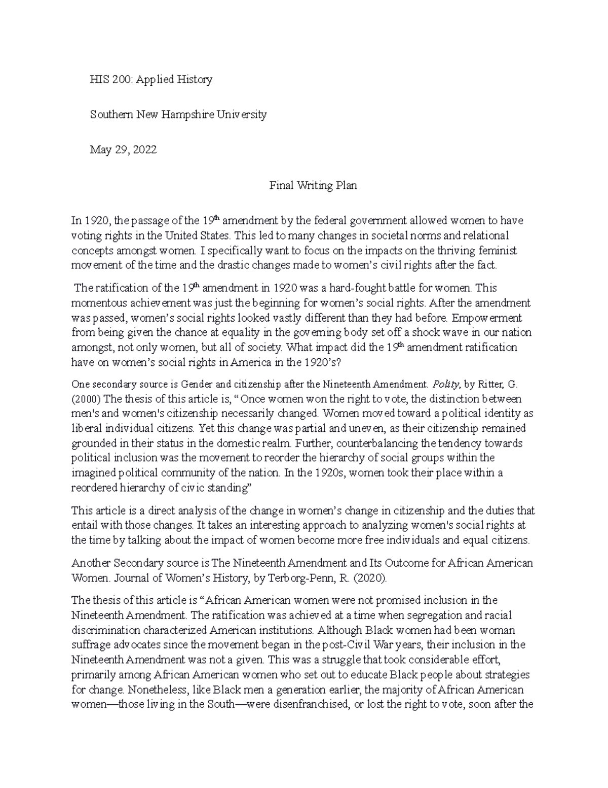 HIS 200 Writing Plan - HIS200 - SNHU - Studocu