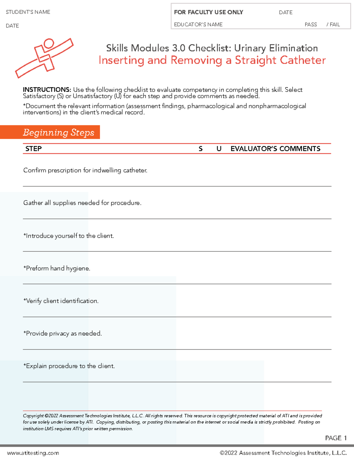 Ati Urinary Elimination Inserting and Removing a Straight Catheter ...