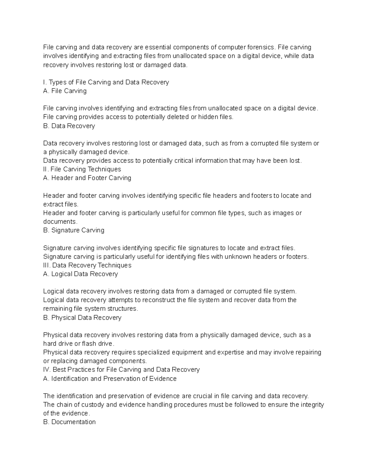 File Carving and Data Recovery Notes - File carving and data recovery ...