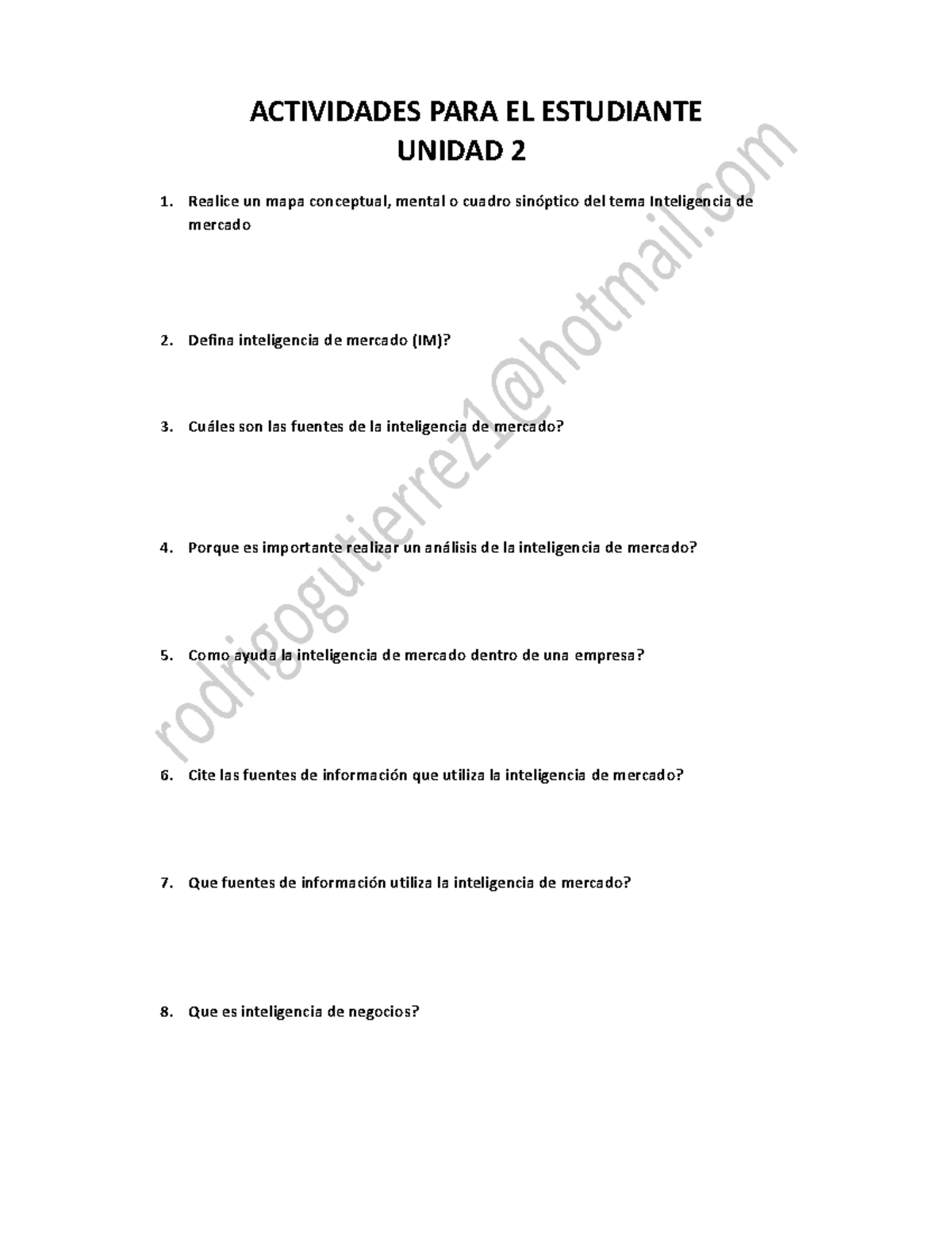 Actividades Unidad 2 - APUNTES - ACTIVIDADES PARA EL ESTUDIANTE UNIDAD ...