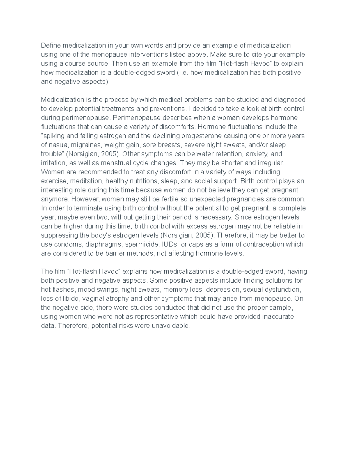 Module 5 Discussion - Define medicalization in your own words and ...