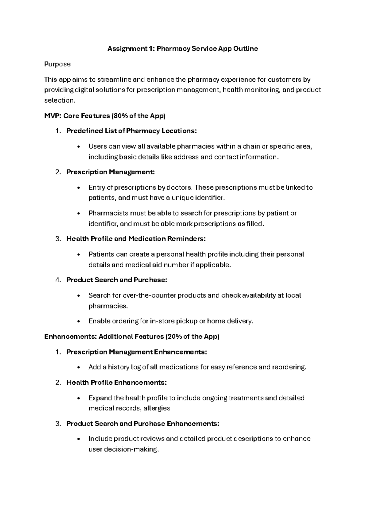DBF and MC Assignment Topics - Assignment 1: Pharmacy Service App ...