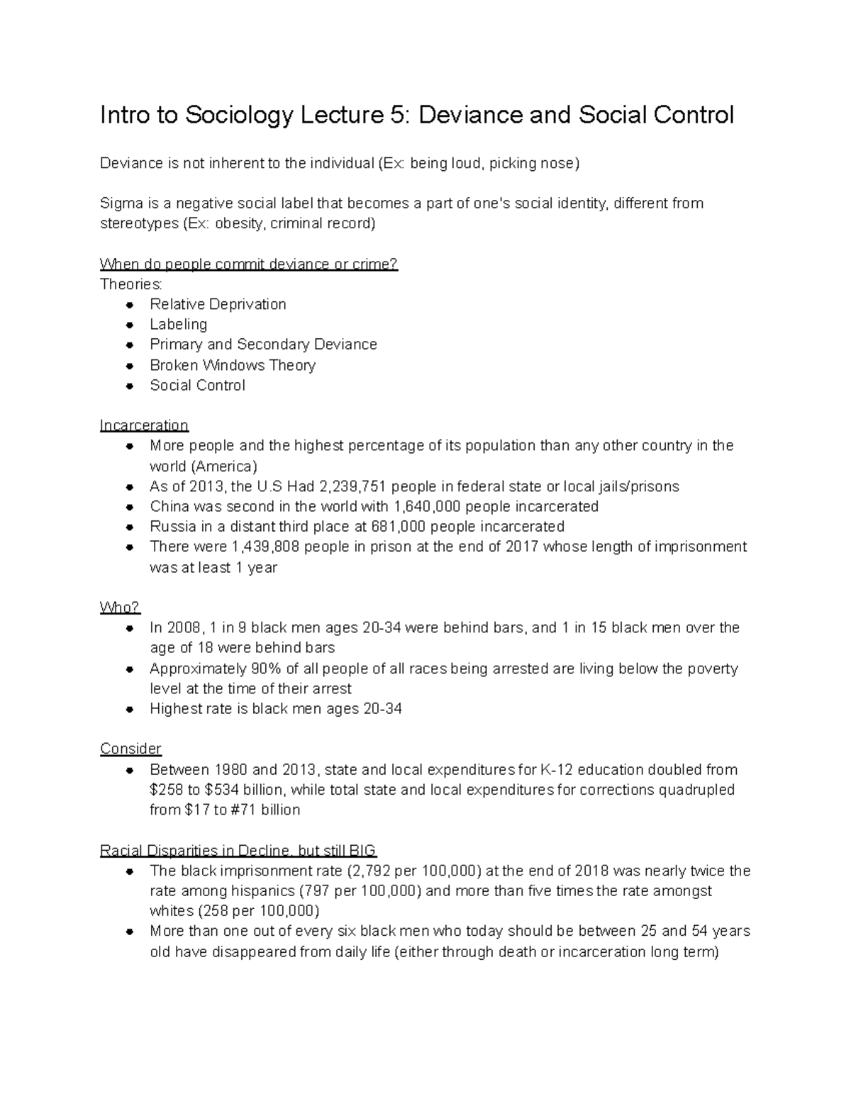 Intro to Sociology Lecture 5 Deviance and Social Control - Opium ...