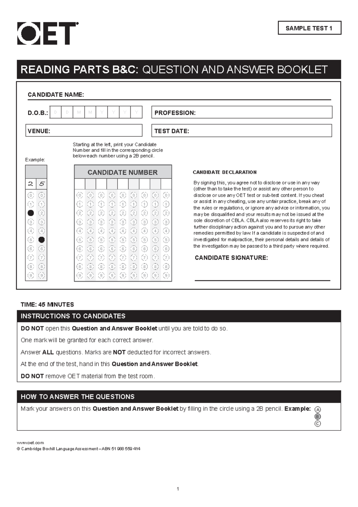 Reading-Sample-Test-1-Question-Paper-Part-BC - ####### SAMPLE TEST 1 ...