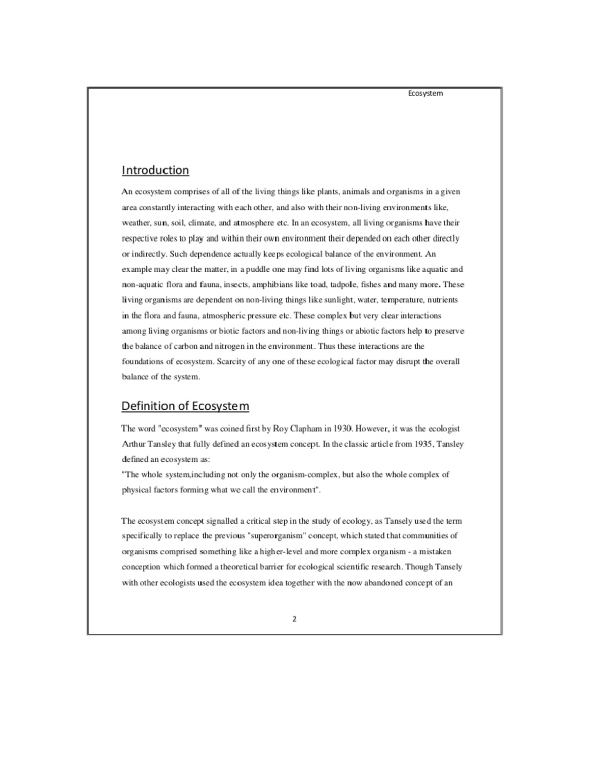 Ecosystem notes - prof. - Environmental Studies - Studocu