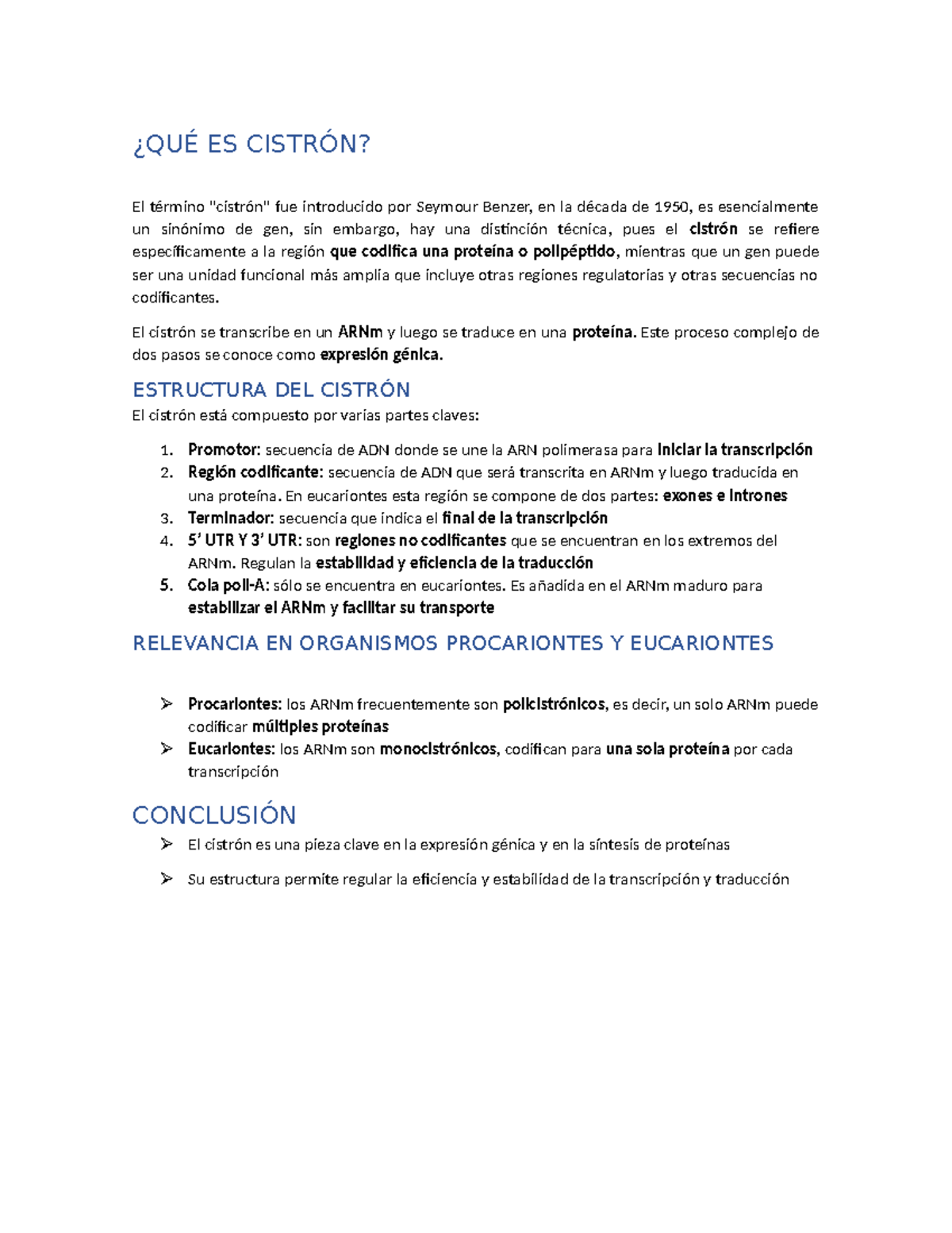 Cistrón - Biología molecular - ¿QUÉ ES CISTRÓN? El término "cistrón ...
