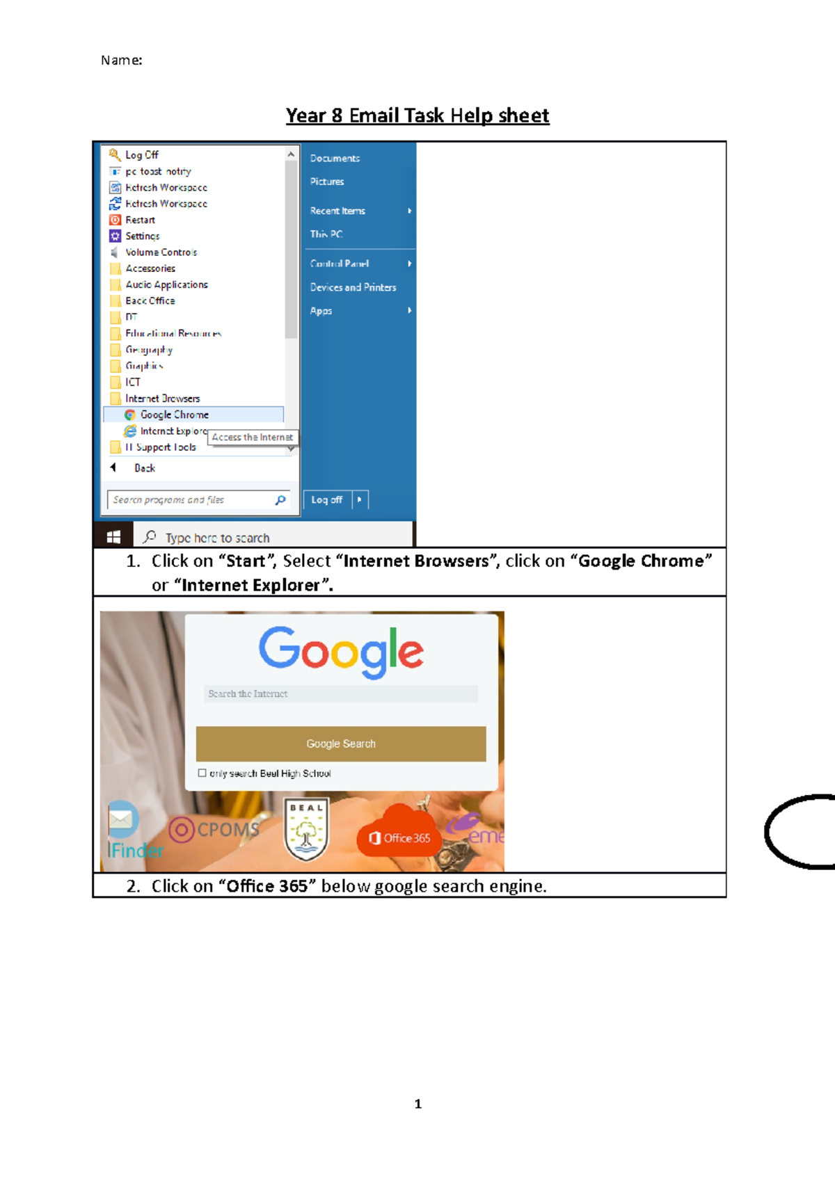 3. Year 8 Email Task Helpsheet - Year 8 Email Task Help sheet Click on ...