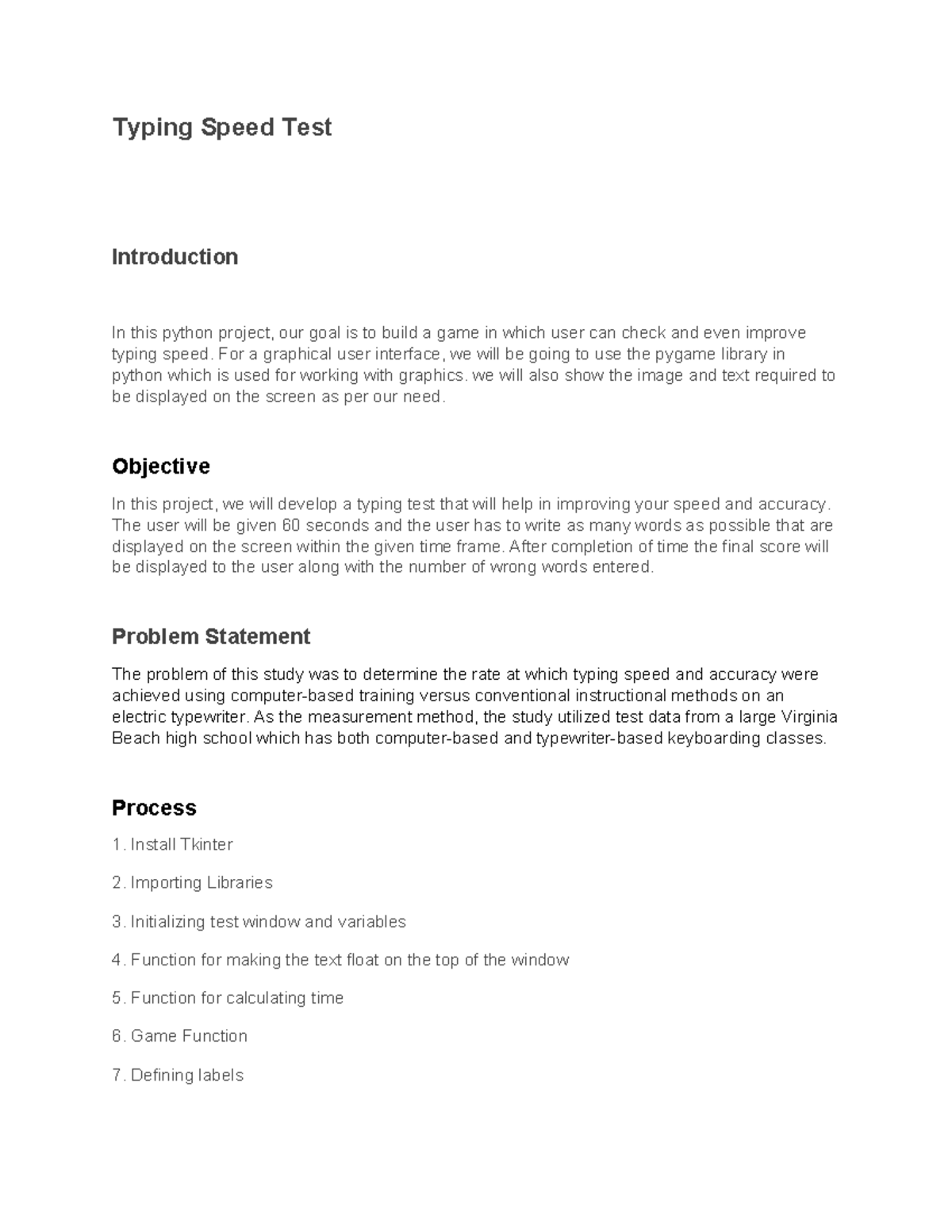 computer applications - Typing Speed Test Introduction In this python ...