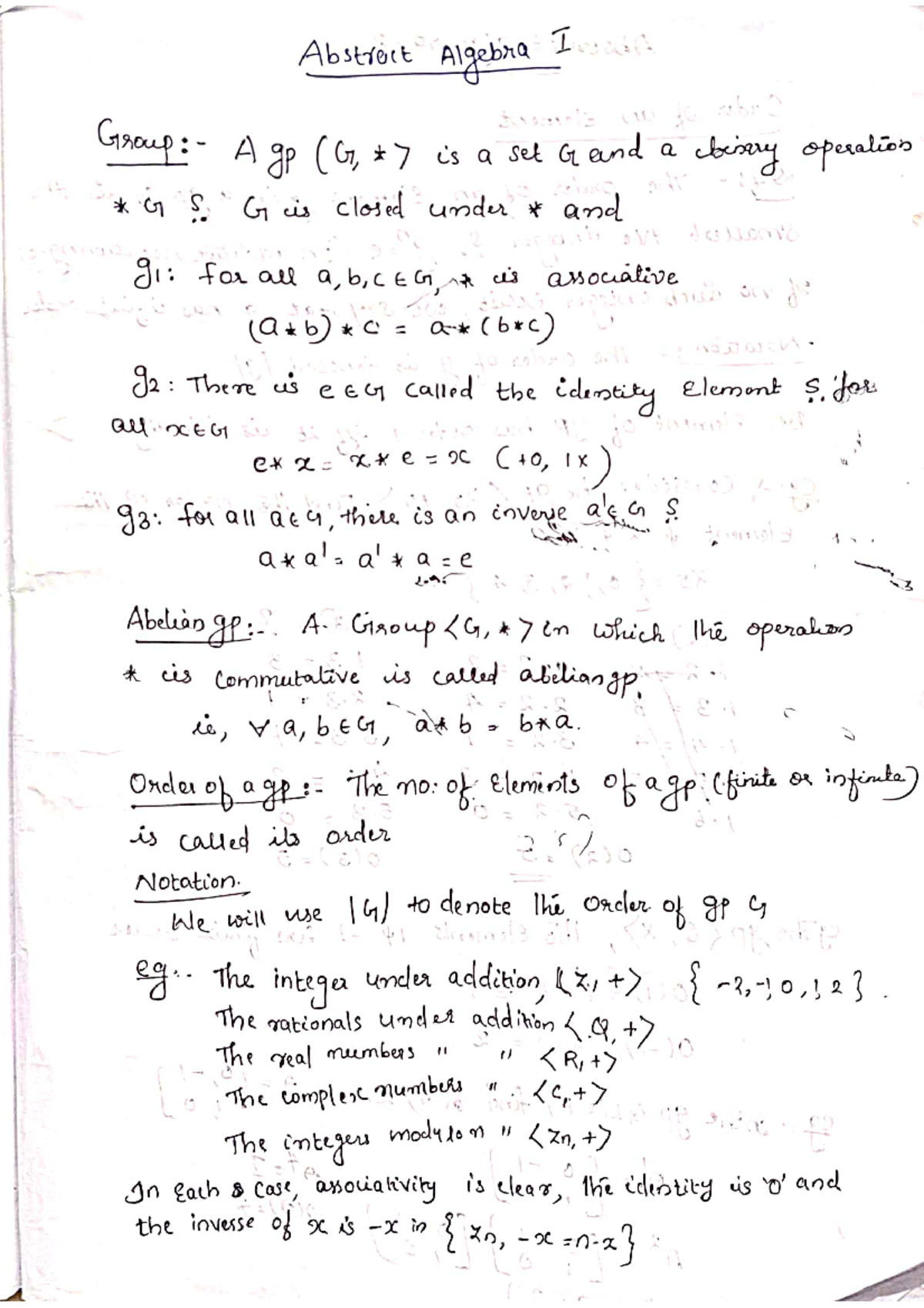 Abstract algebra 1 - very useful students - Abstract Algebra I A gp (G ...
