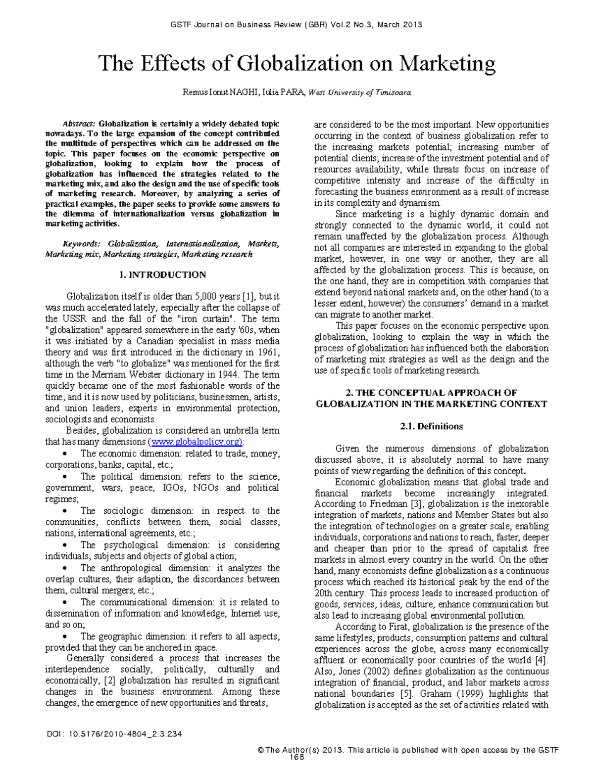 233145747 - Good - The Effects of Globalization on Marketing Remus ...