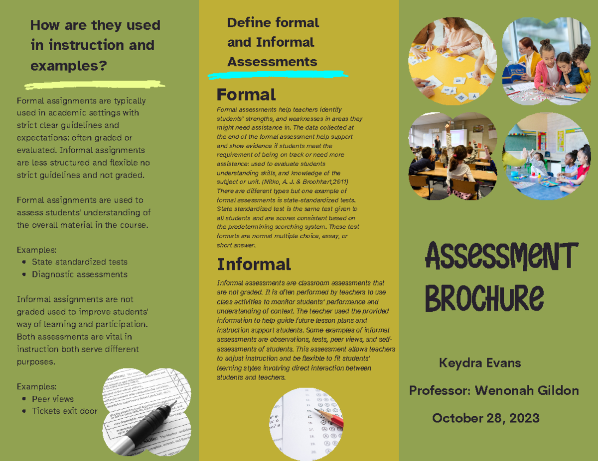 Assessment Brochure - n/a - Assessment Brochure Define formal and ...