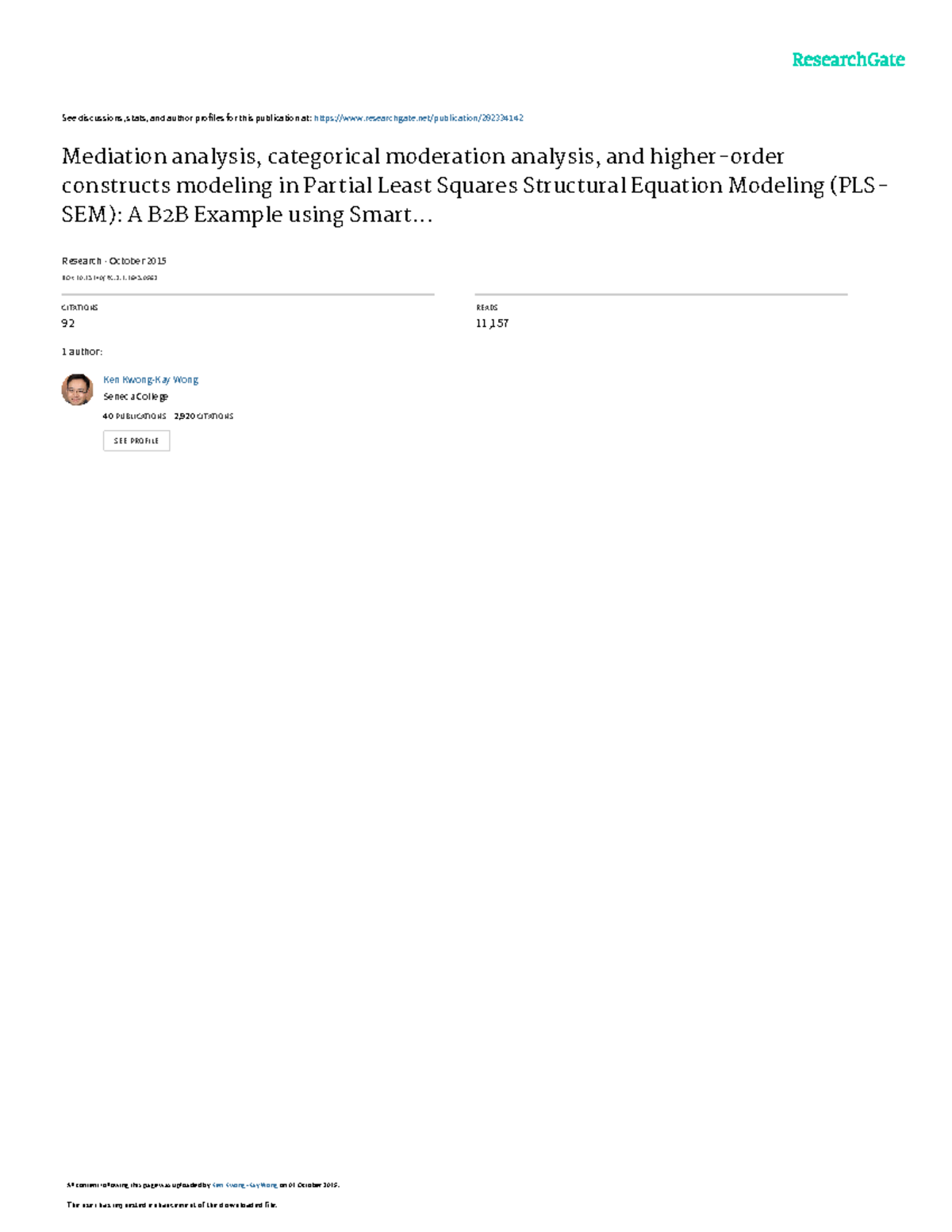 PLS SEM 2 Oct 1 2015 - Economie et gestion - See discussions, stats ...