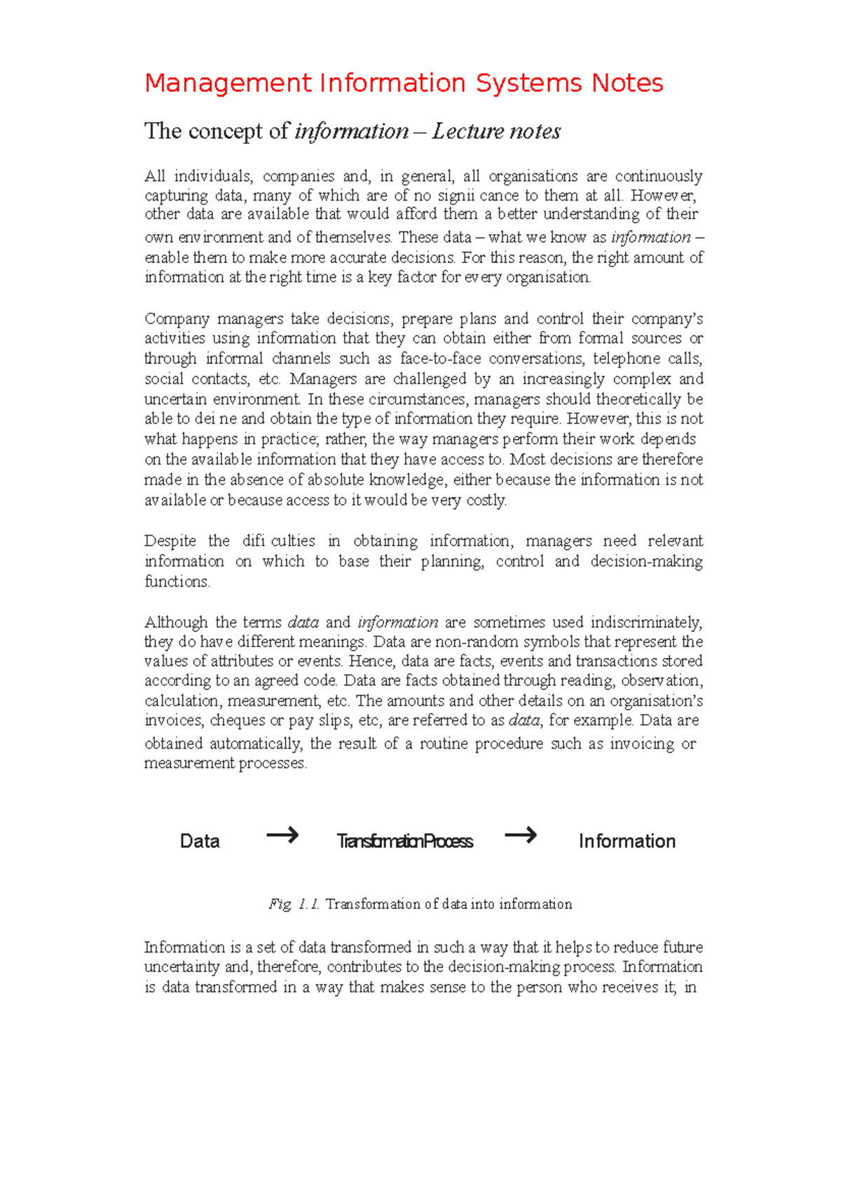 Management Information Systems II - Management Information Systems ...
