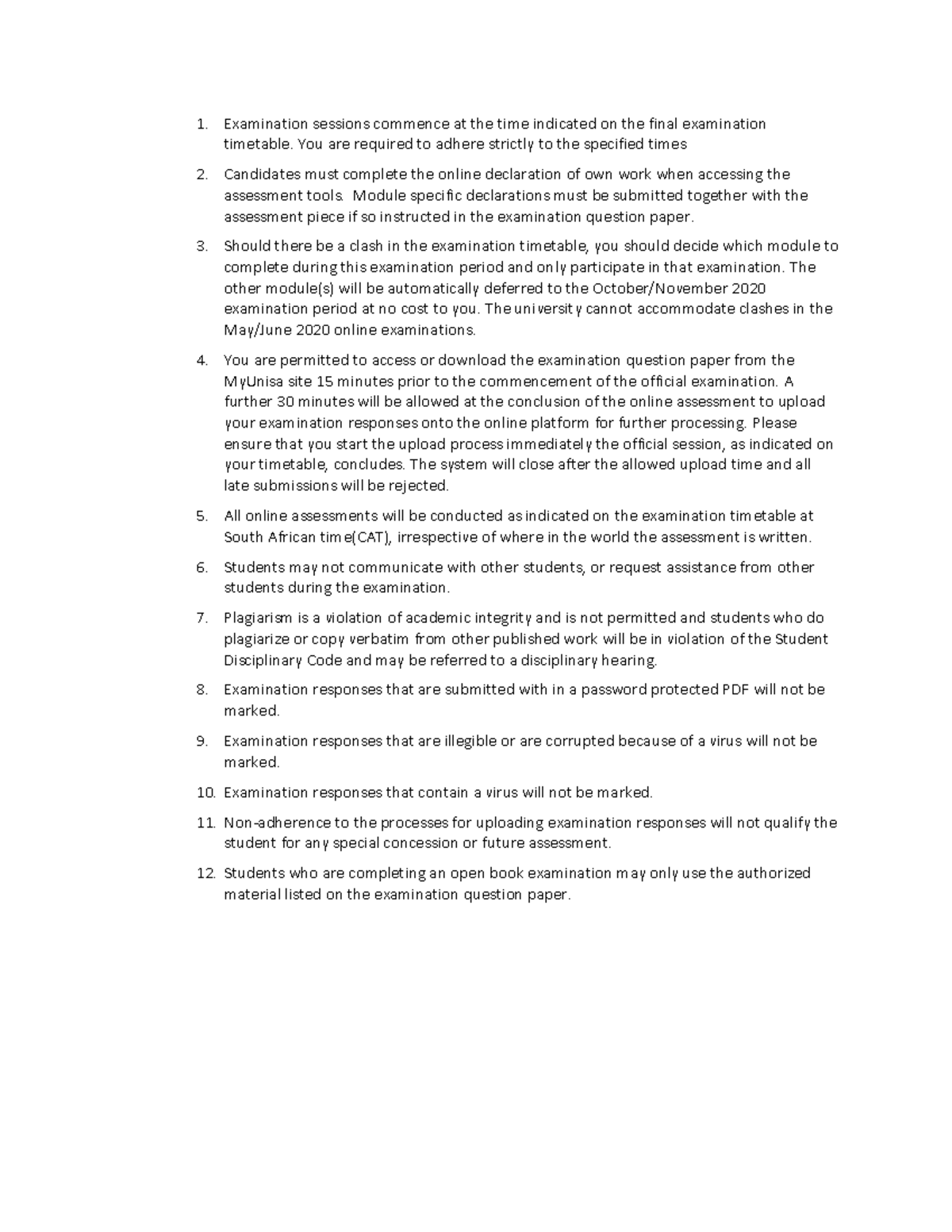 Toele - it an example of an assessment - Examination sessions commence ...