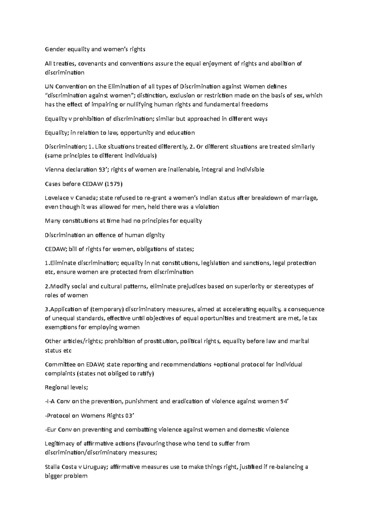 Women's Rights revision notes - Gender equality and women’s rights All ...