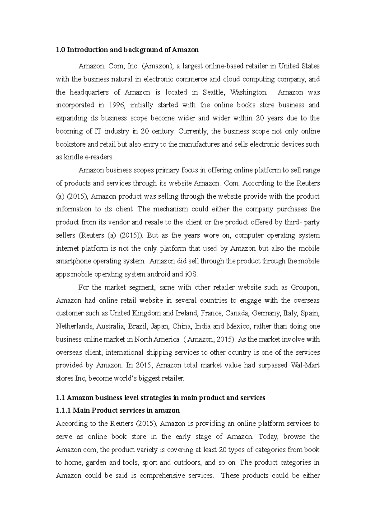 Amazon - 1 Introduction and background of Amazon Amazon. Com, Inc ...