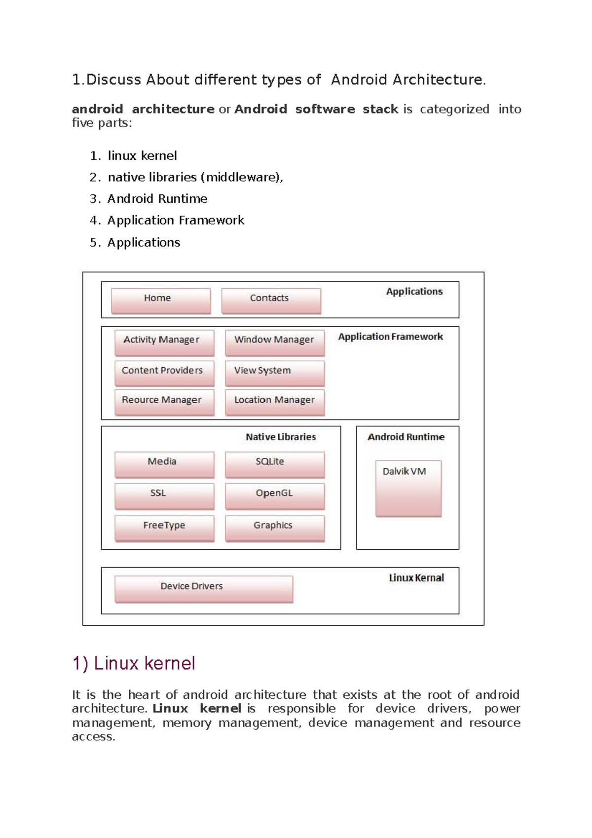 Intent in andriod - different types of Android Architecture. - 1 About different types of ...