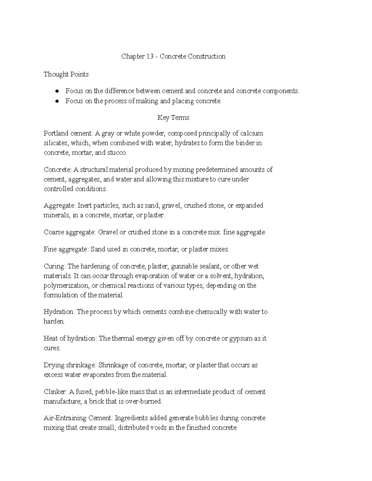 Chpt 13 concrete construction - Chapter 13 - Concrete Construction ...