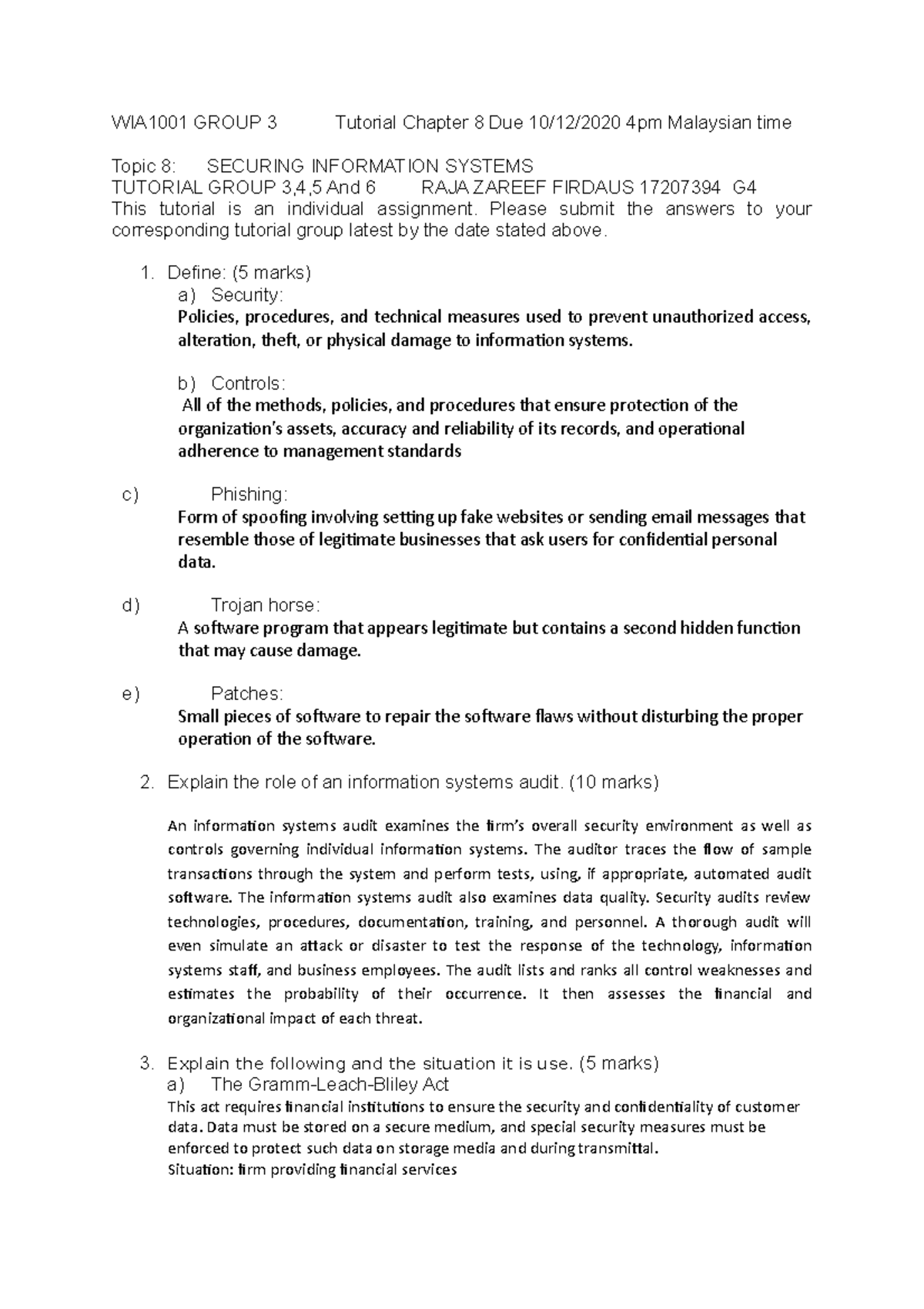 Tutorial 8 - Week 8 topic. Chapter 8 - WIA1001 GROUP 3 Tutorial Chapter ...