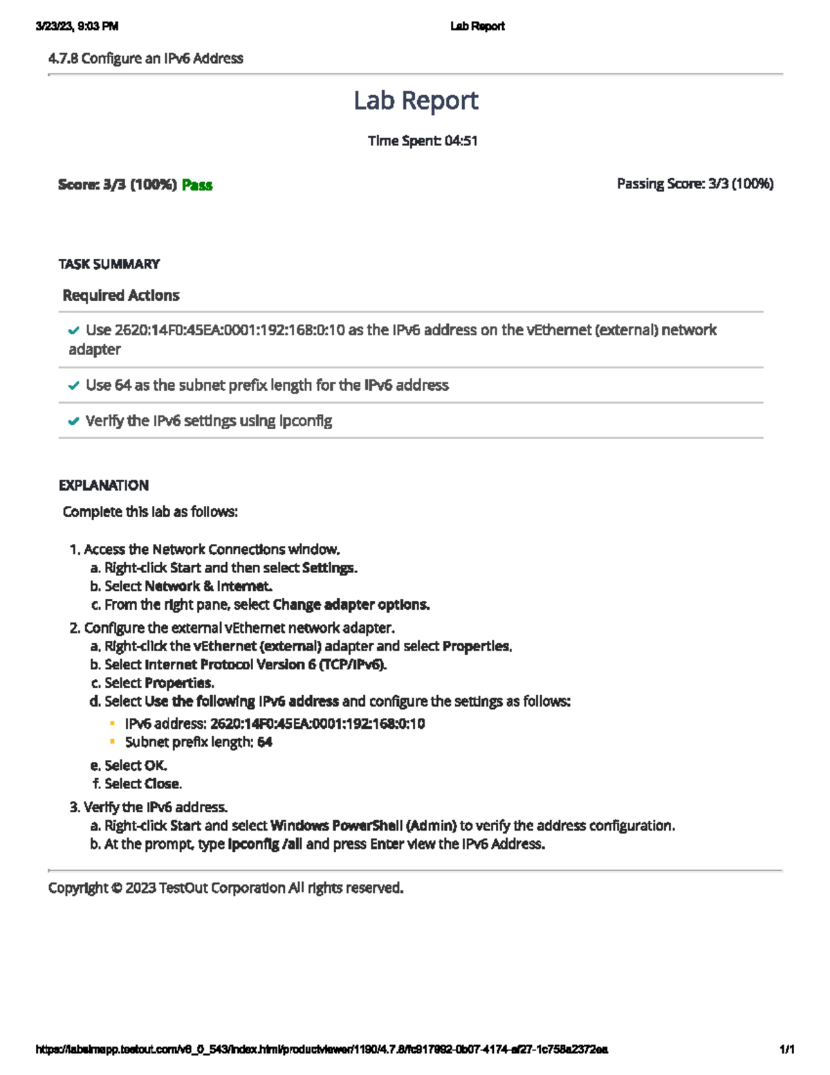 4.7.8 Configure an IPv6 Address - 9:03 PM Lab Report 4.7 Configure an IPv6 Address Lab Report ...