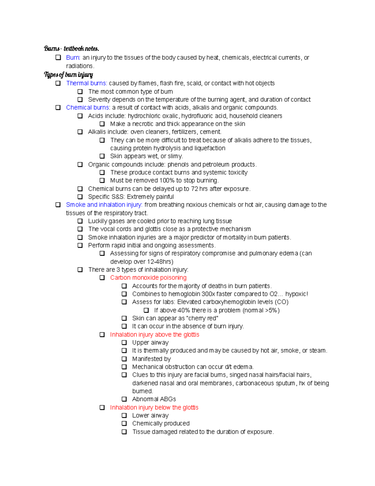 Burns notes - Anna offiah is the instructor. - Burns - textbook notes ...