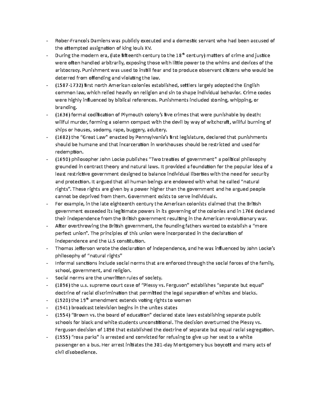 Chapter 1 pg. 2-9 Criminal justice notes - Rober-Francois Damiens was ...