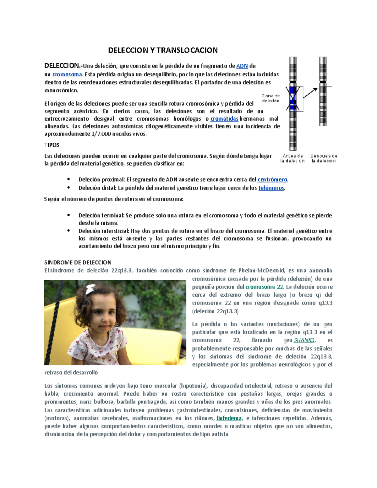 Deleccion y translocacion (genetica) - DELECCION Y TRANSLOCACION ...