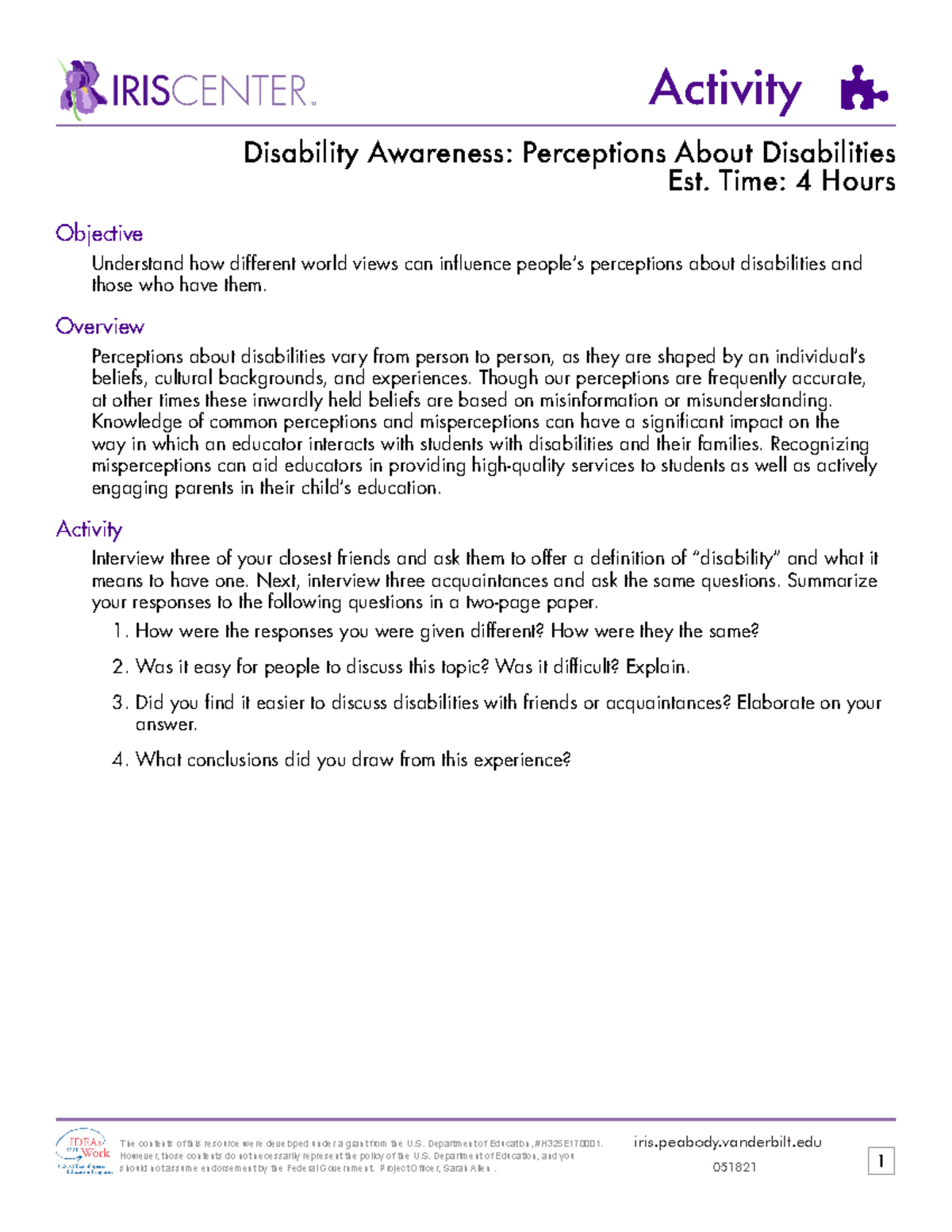 Mjc Vp W-IA Viewpoints and Attitudes about Disabilities - Disability ...