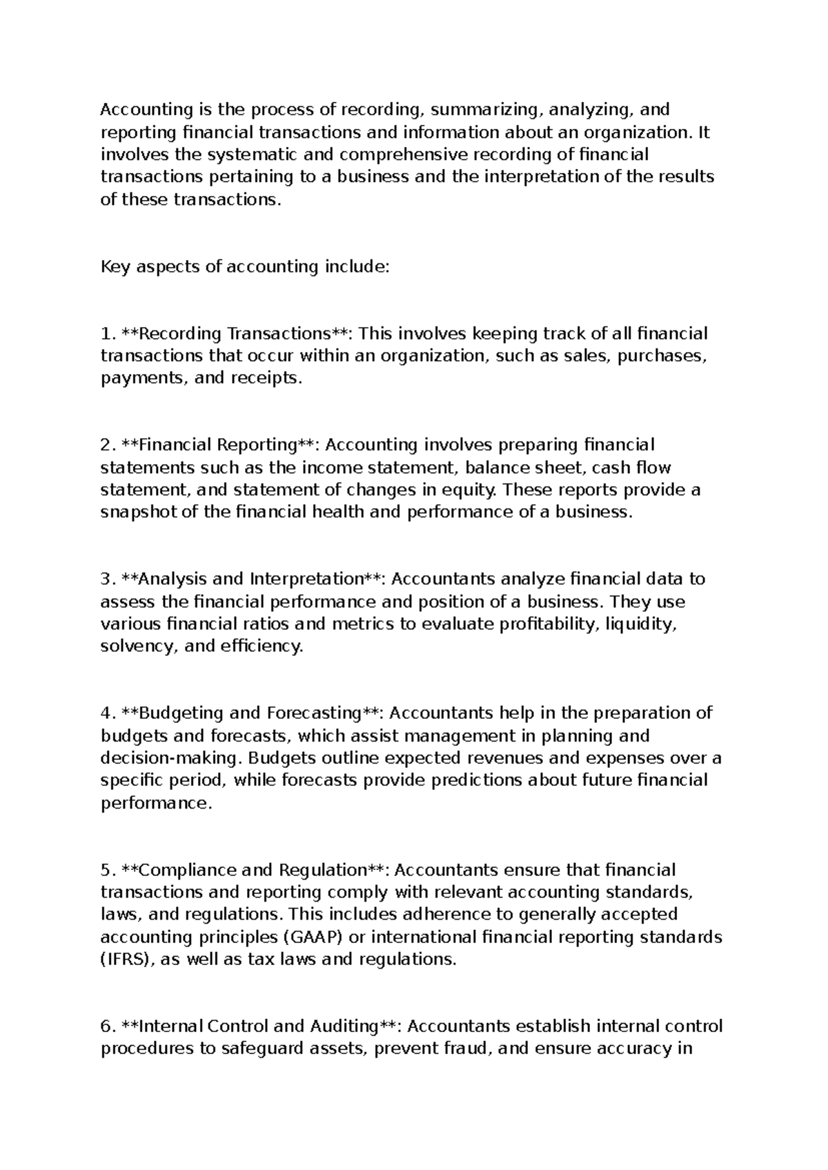 Accounting is the process of recording - It involves the systematic and ...