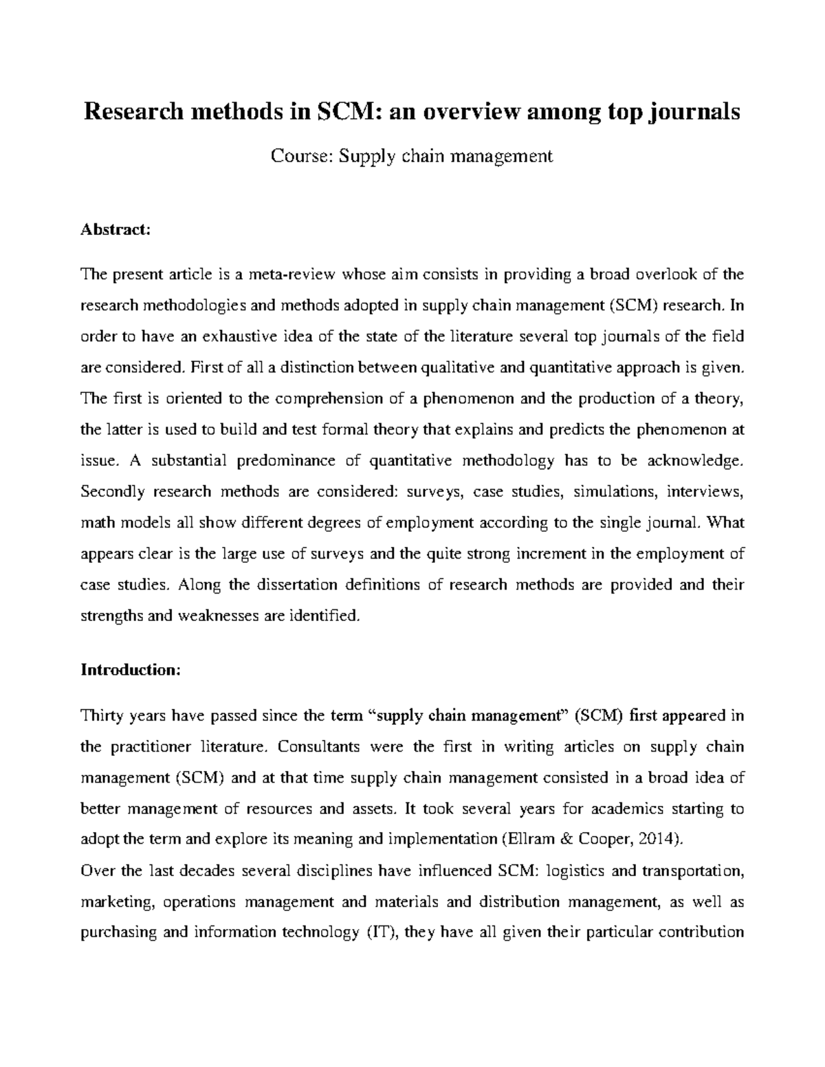 Supply Chain Management Review Warning Tt Undefined Function 32 Research Methods In Scm An