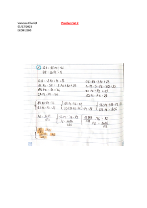 Econ Problem Set 4 - ECON 2500 - TC (x,y) 34020. x 63. y 26. A Price quantity revenue product 1 ...