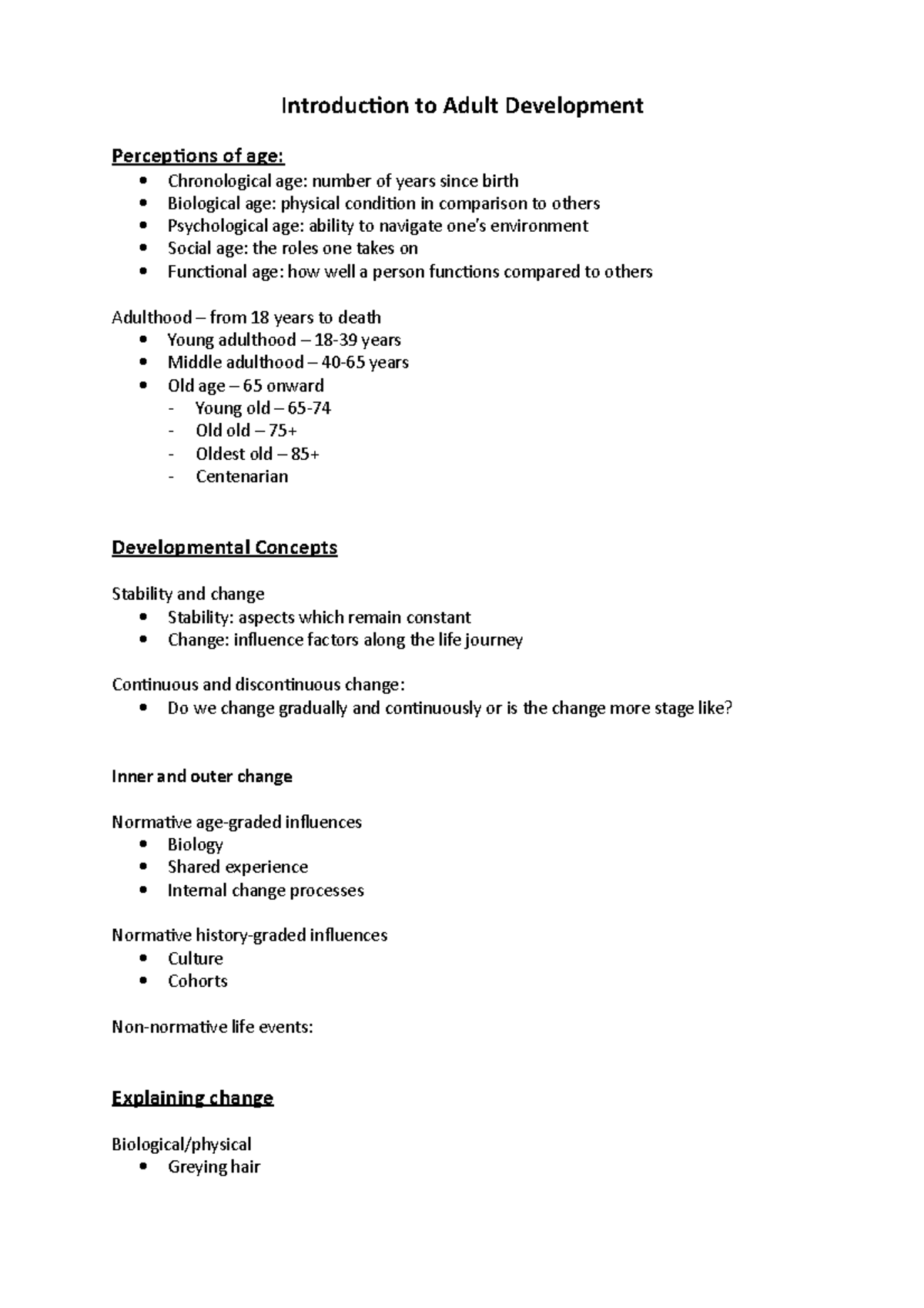 Week 1 - Introduction to Adult Development - Introduction to Adult ...