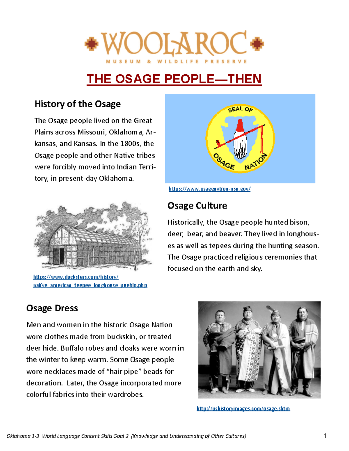 How to learn more - THE OSAGE PEOPLE—THEN History of the Osage The ...