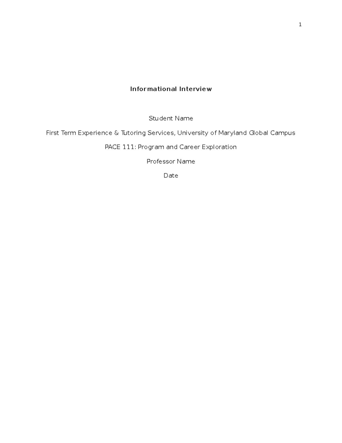 392219927-Informational Interview - 1 Informational Interview Student ...