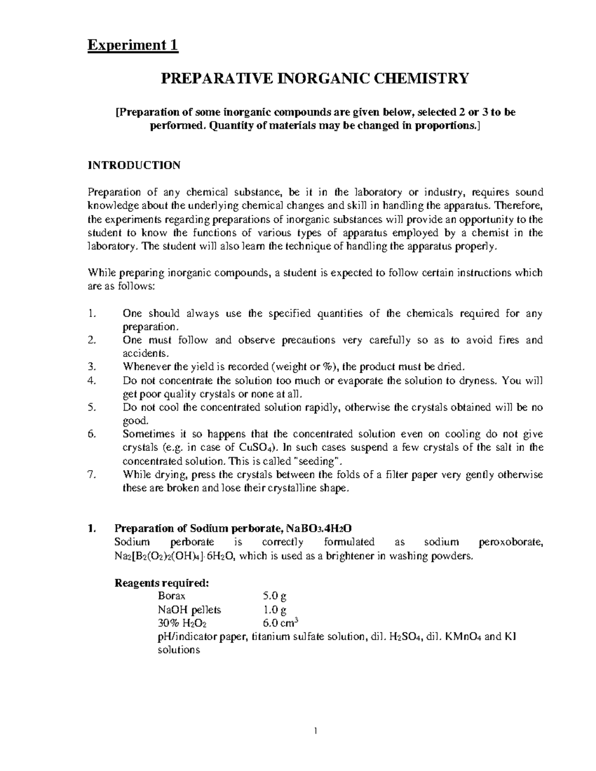 Inorganic Chemistry Experiments For Undergraduates at Isaac Perdriau blog