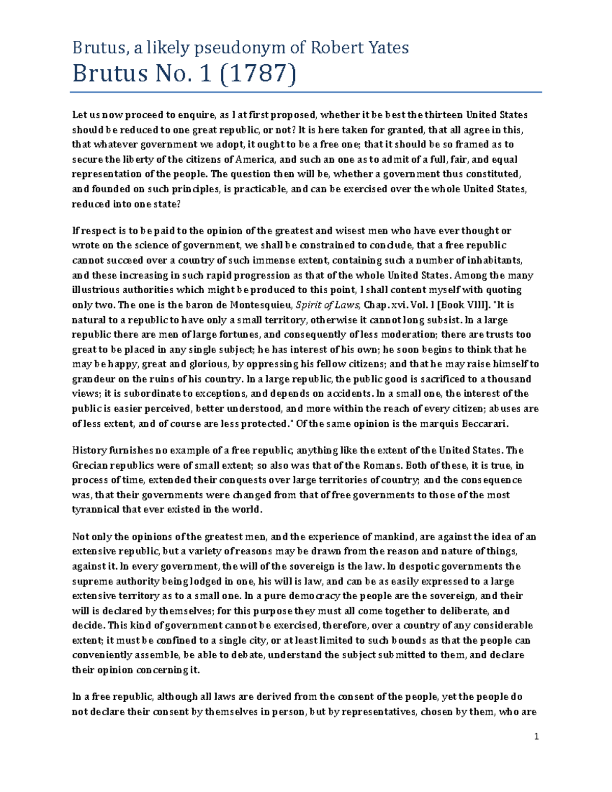 1787 Brutus 1 - okok - Brutus, a likely pseudonym of Robert Yates ...