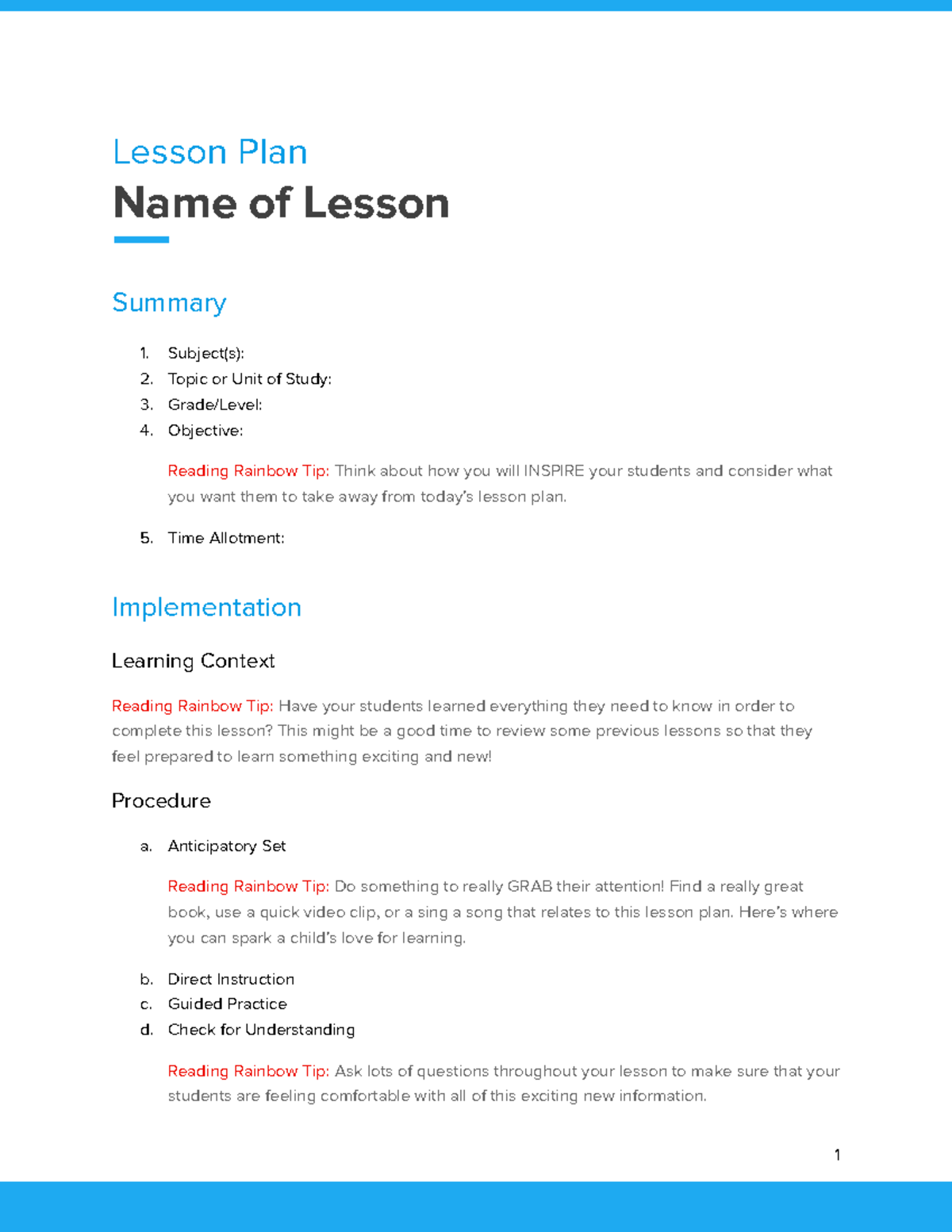 Lesson plan - Time Allotment: Implementation Learning Context Reading ...