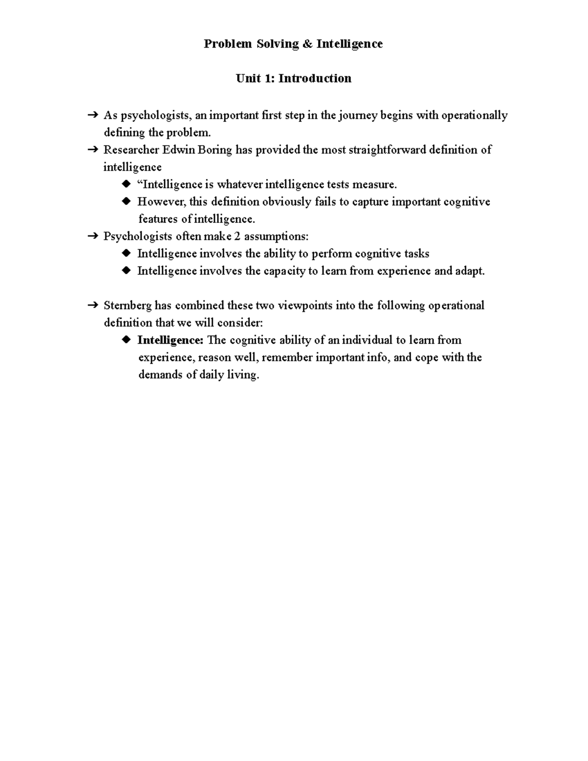 Problem Solving & Intelligence - Problem Solving & Intelligence Unit 1: Introduction As - Studocu