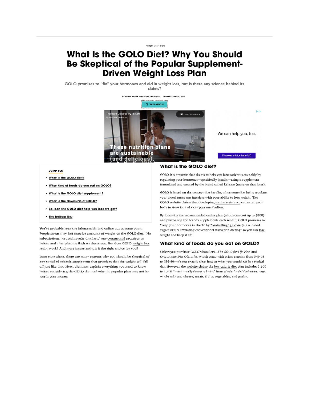 Article - HNSC 1210 - HNSC1210 - Studocu