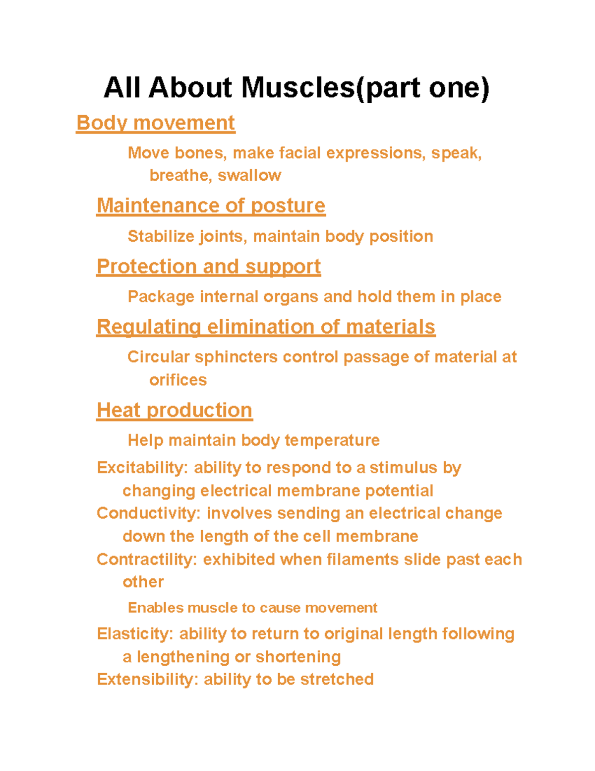 Chapter 10 notes (muscle) - All About Muscles(part one) Body movement ...