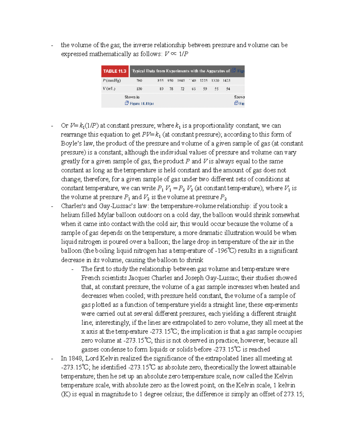 Chem notes 7 - the volume of the gas; the inverse relationship between ...