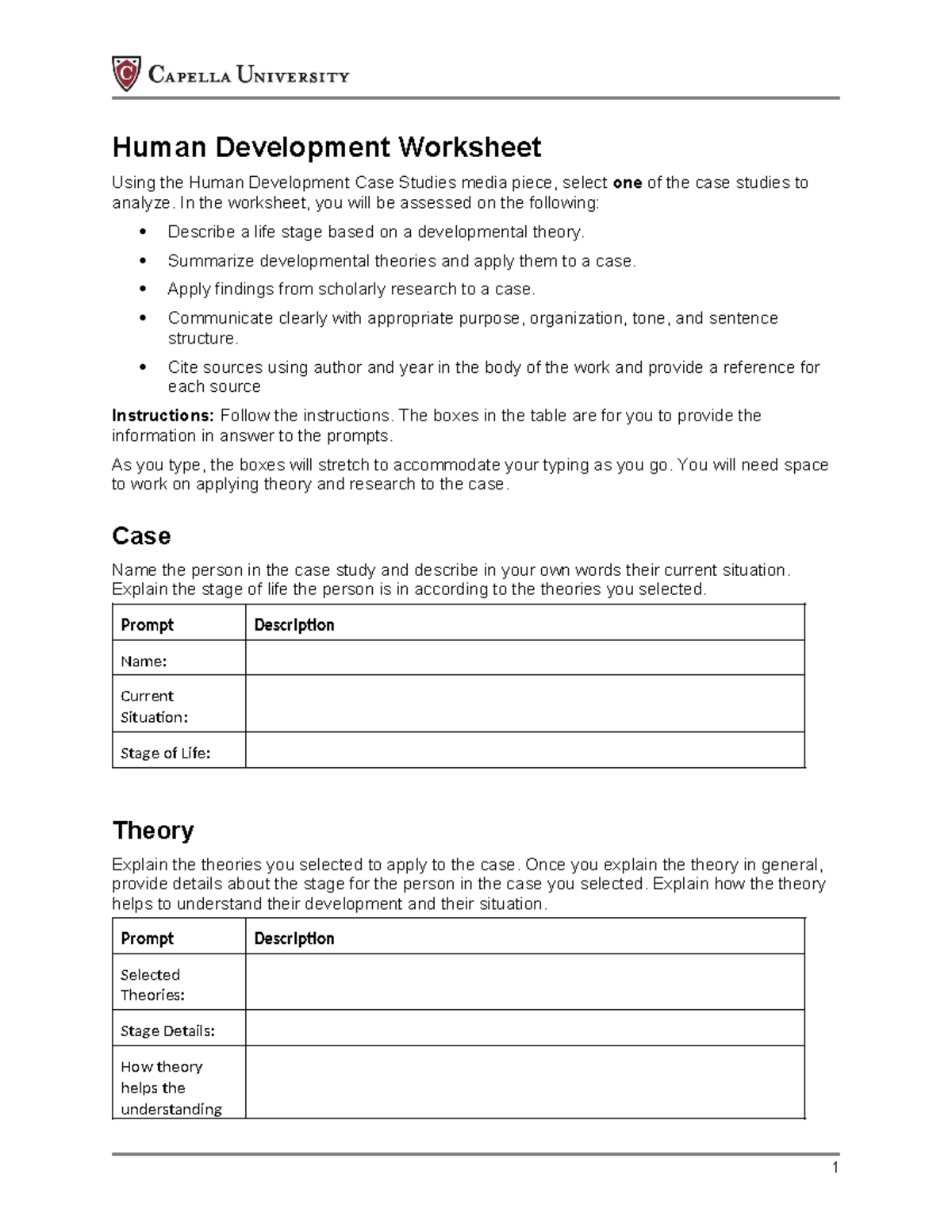 Cf human development worksheet - Human Development Worksheet Using the ...