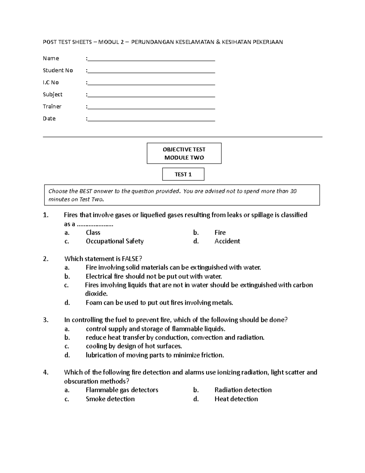 POST TEST Module 2 - NAANNANAN - POST TEST SHEETS – MODUL 2 ...