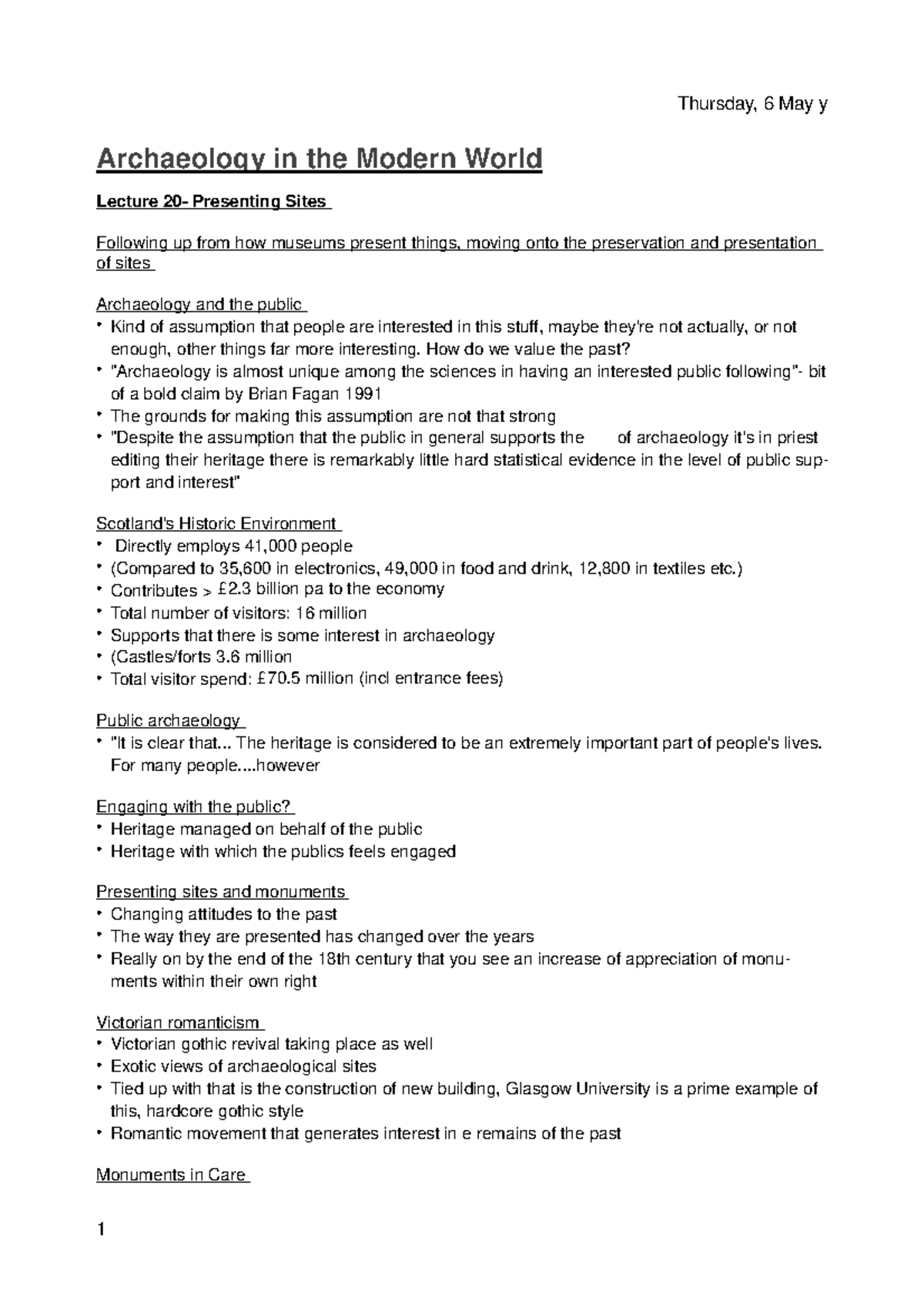 Archaeology Lecture 20 - Tuesday, 13 April y Archaeology in the Modern ...