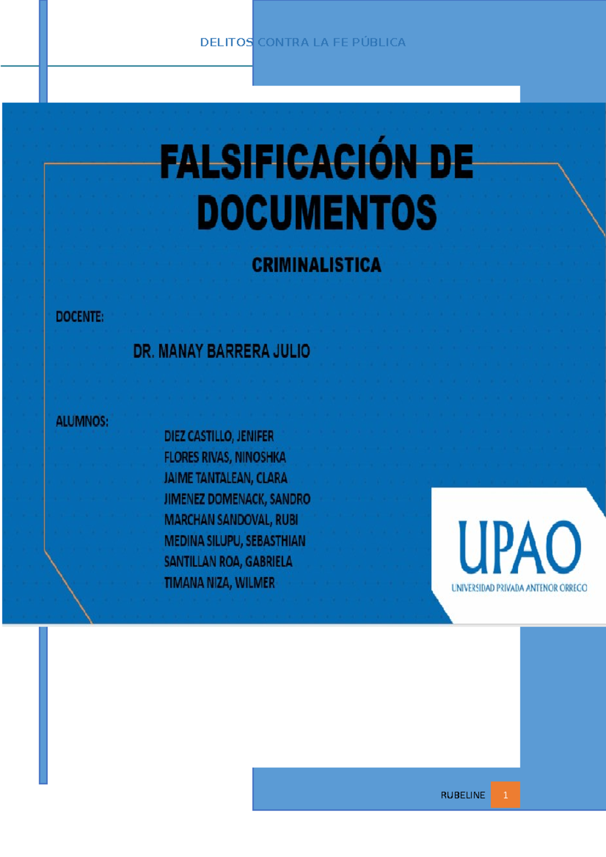 Trabajo Falsificacion Generica DE Documentos - INTRODUCCIÓN El delito ...