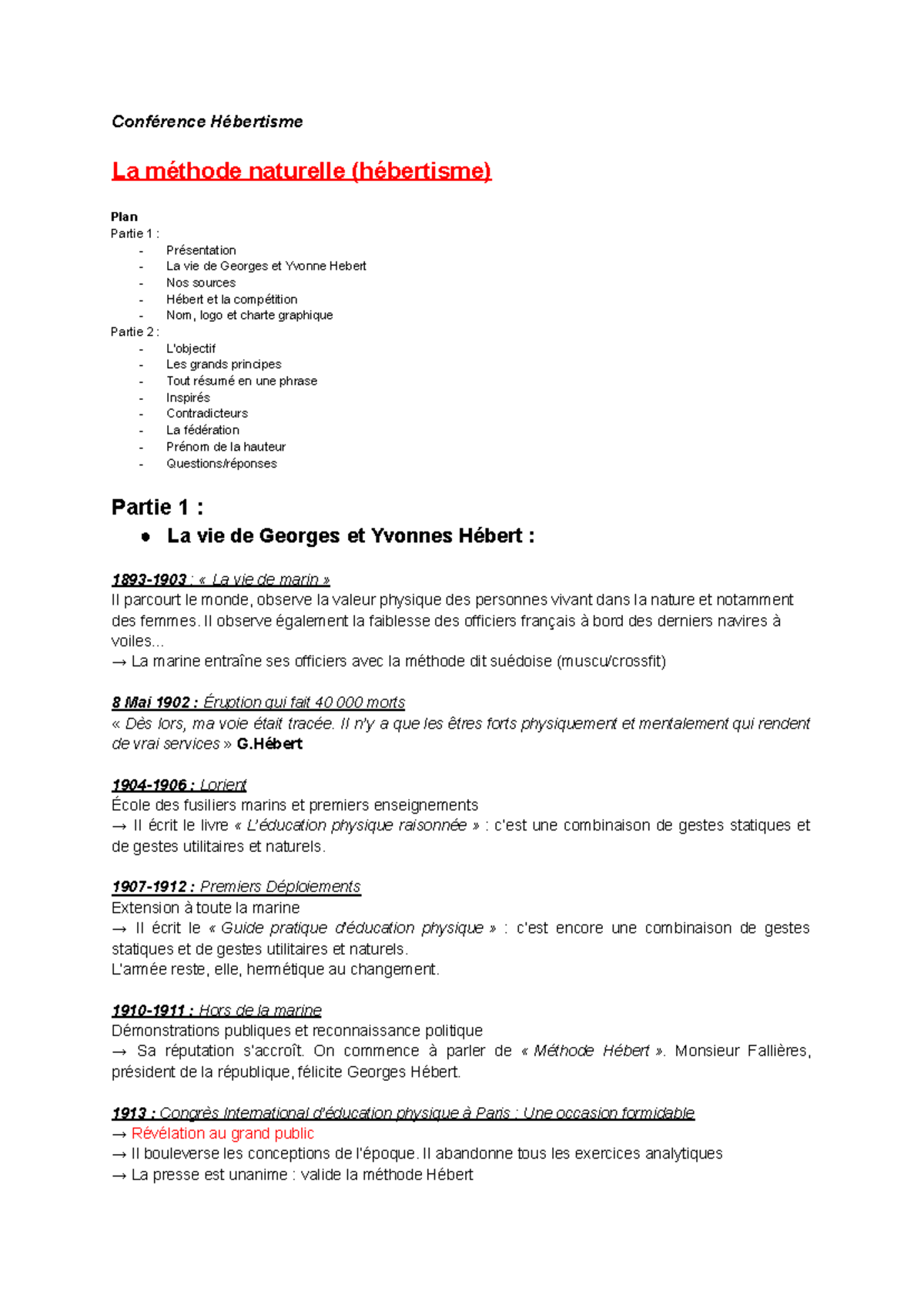 Cours hébertisme - Conférence Hébertisme La méthode naturelle ...